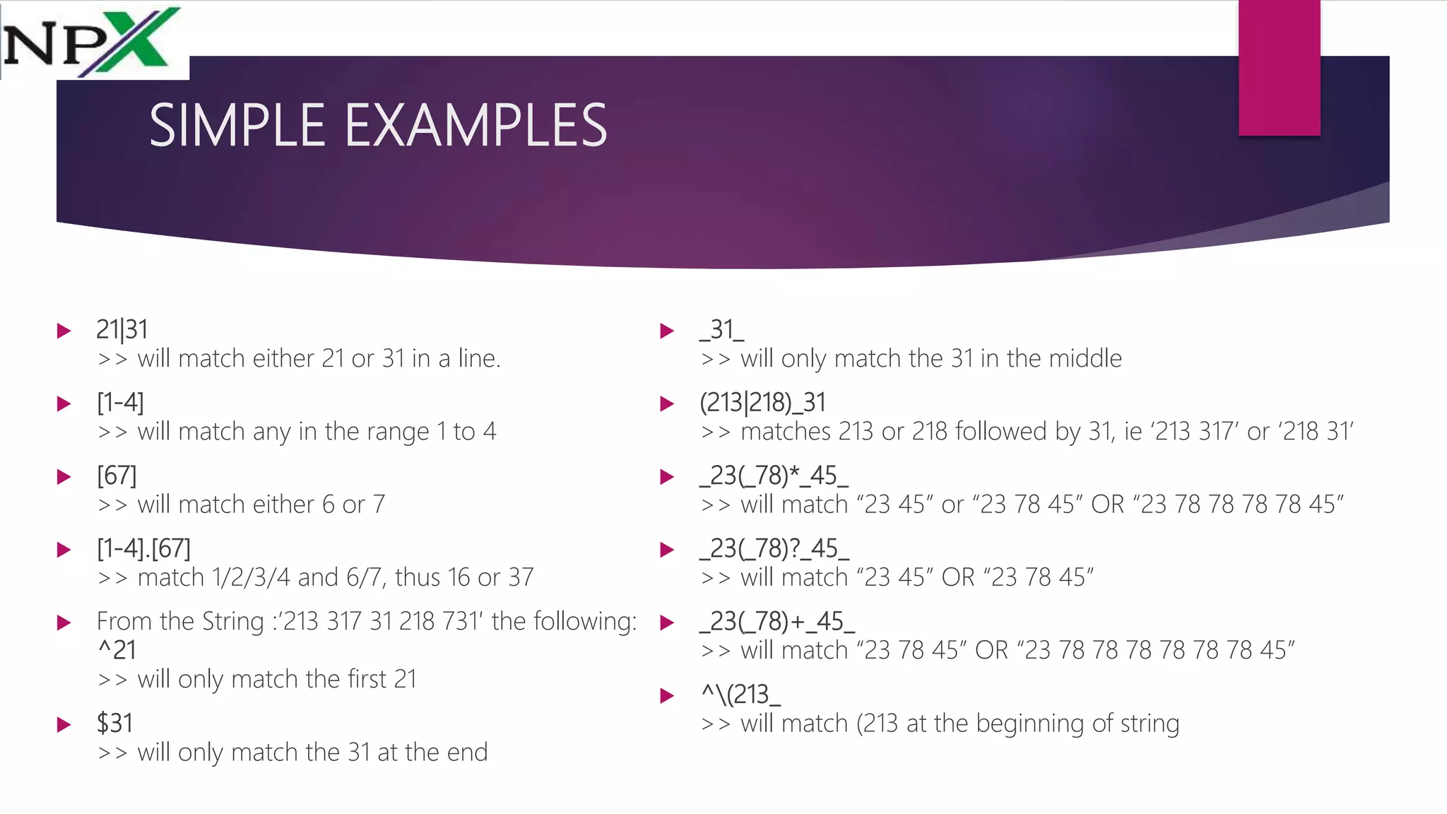 Regular expression examples | PPTX