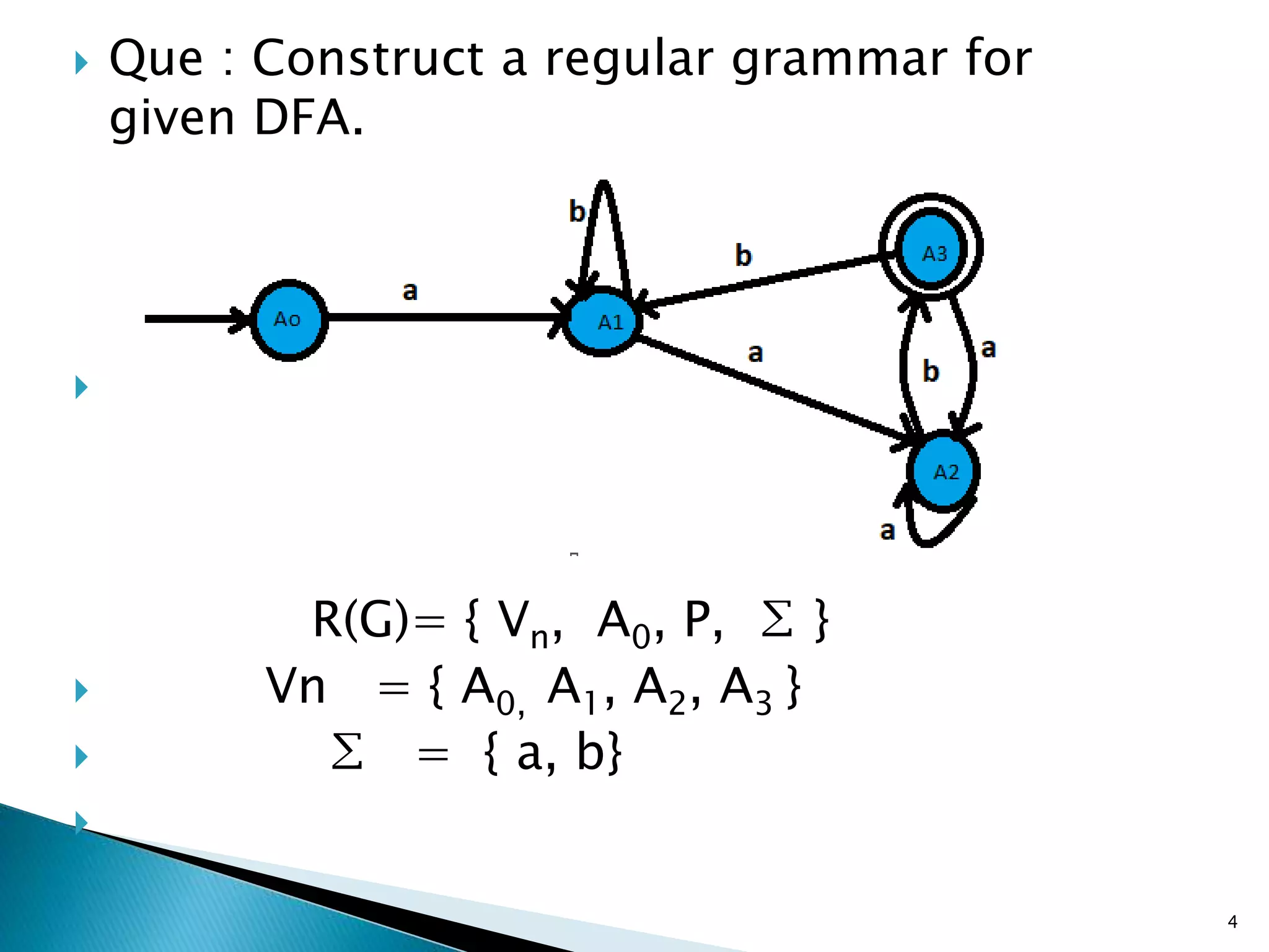 Regular expression for dfa | PPTX | Programming Languages | Computing
