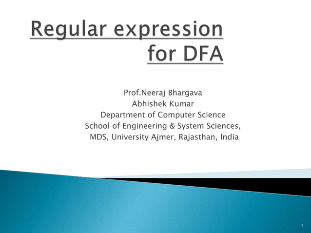 Regular expression for dfa | PPTX