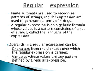 Regular expression for dfa | PPTX