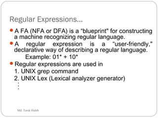 Regular expressions and languages pdf | PPT