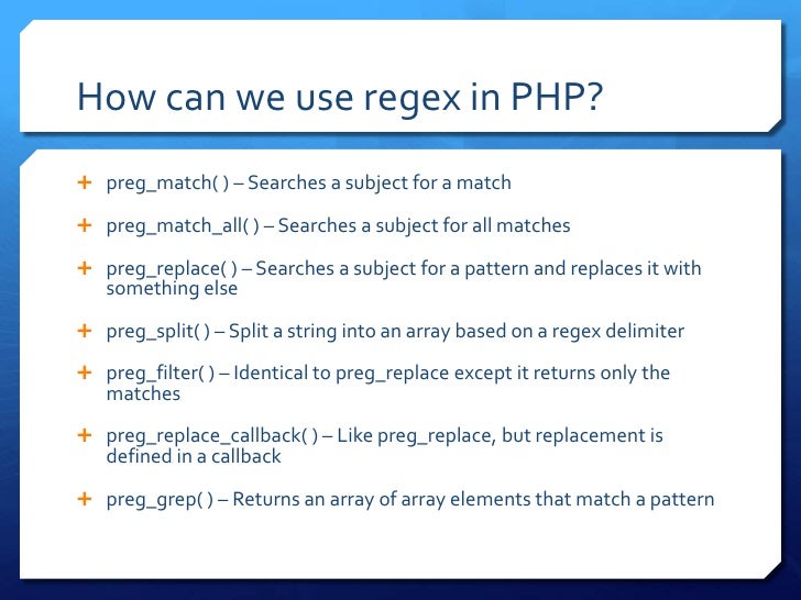 Regular expressions and php