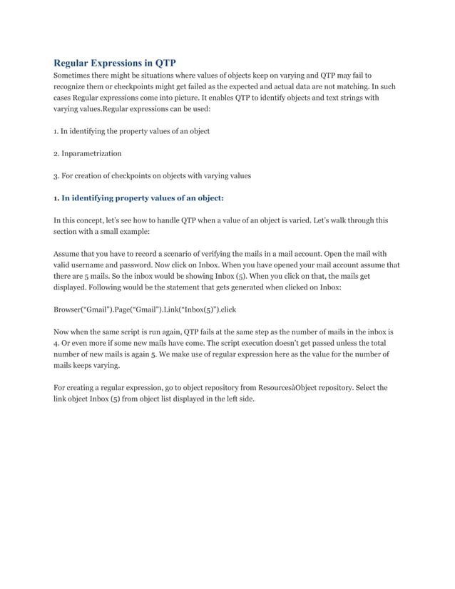 Regular Expressions in QTP | DOCX