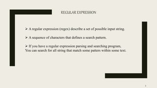 Regular expression to NFA (Nondeterministic Finite Automata) | PPTX