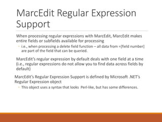 Getting Started with Regular Expressions In MarcEdit | PPTX