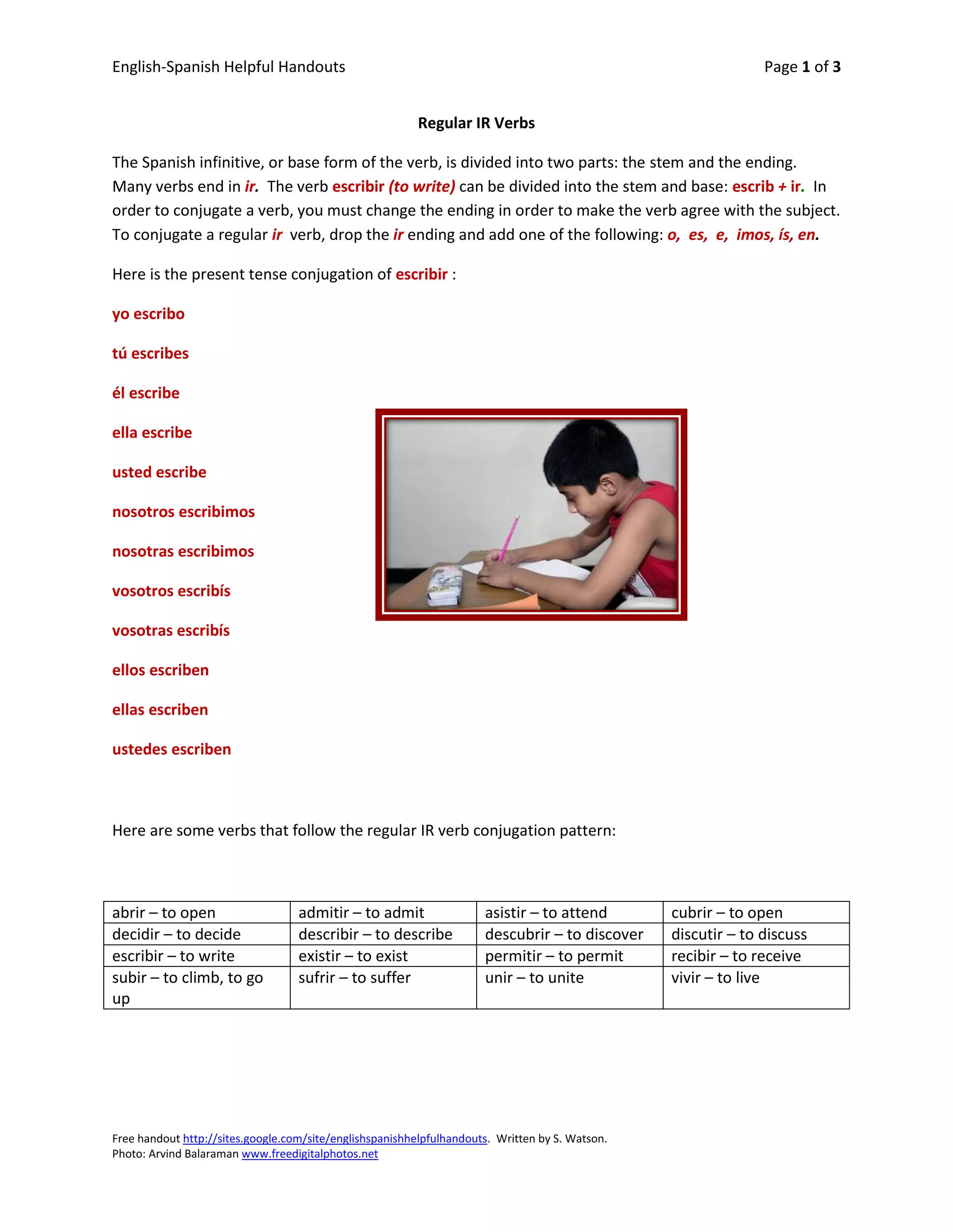 Regular ir verbs | PDF