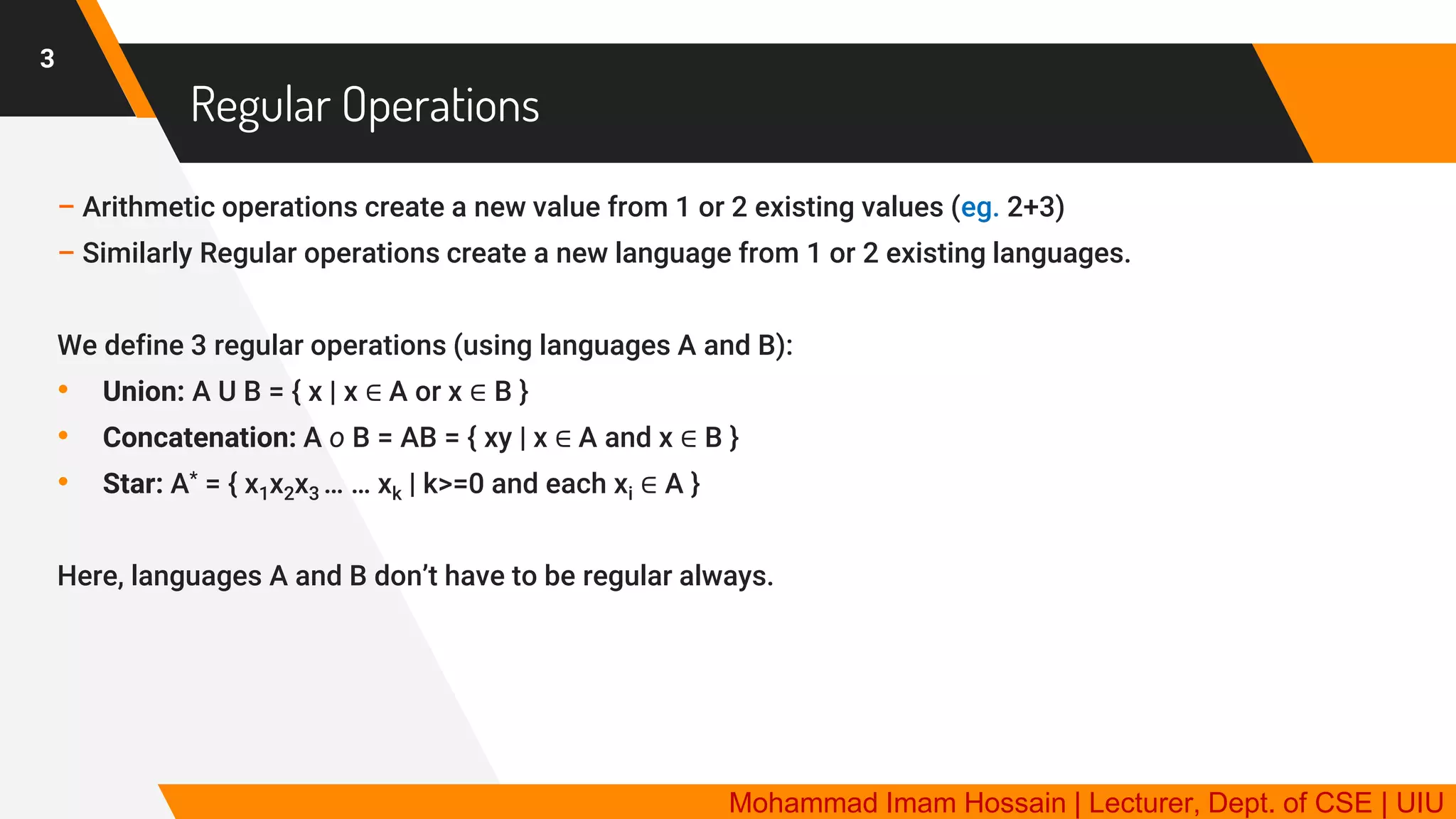 Toc 3 Different Operations On Dfa Ppt