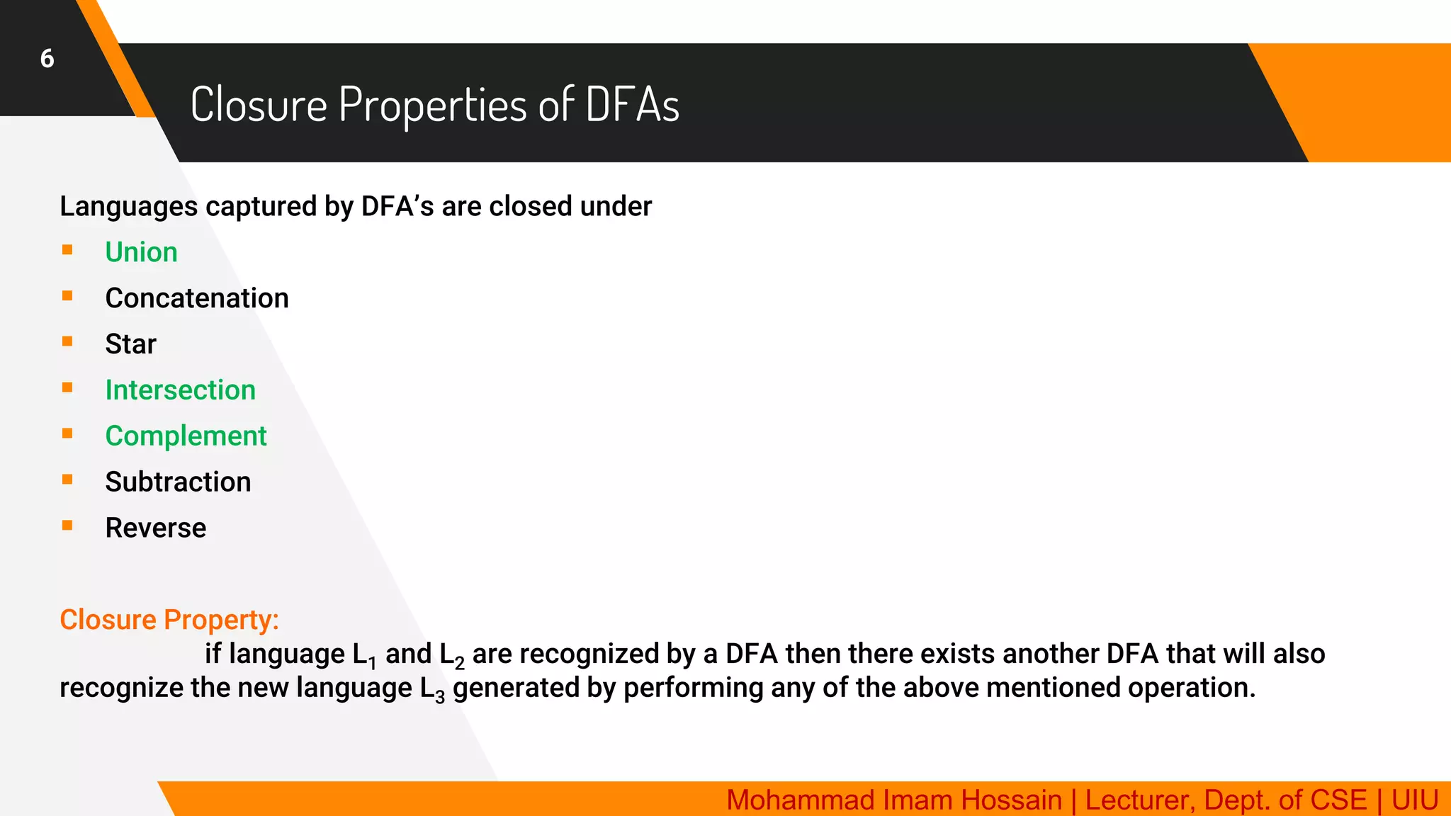 TOC 3 | Different Operations on DFA | PDF