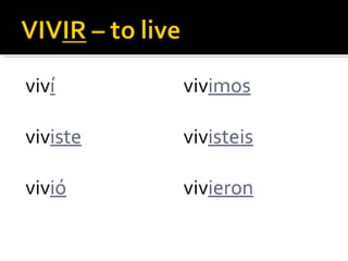 Vivir Conjugation Chart