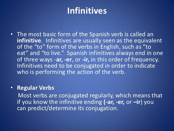 Spanish Infinitive Verbs