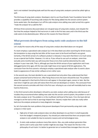 Regular use of static code analysis in team development | PDF