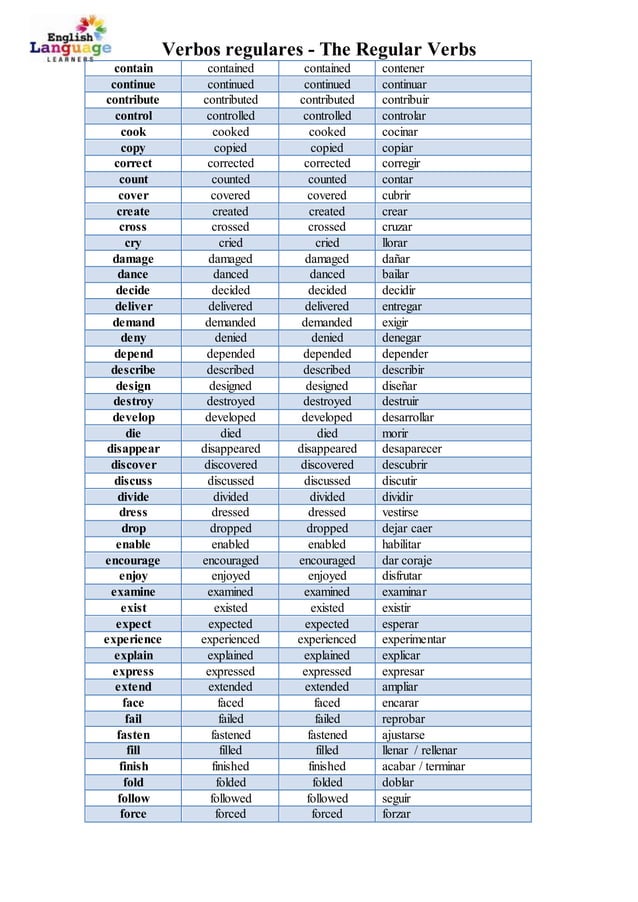 Regular verbs | DOCX