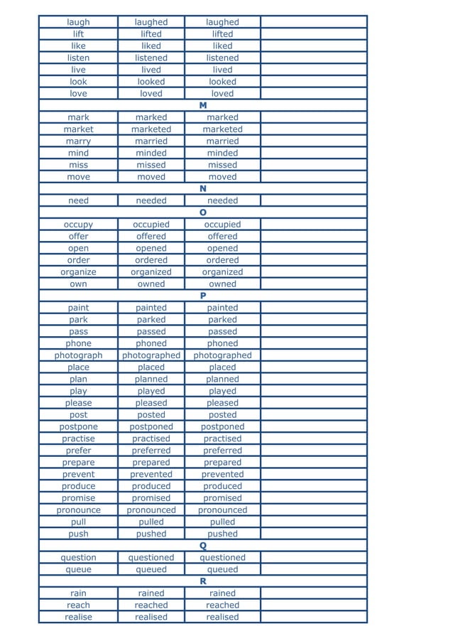 Regular Verbs | PDF | Divorce | Family and Relationships
