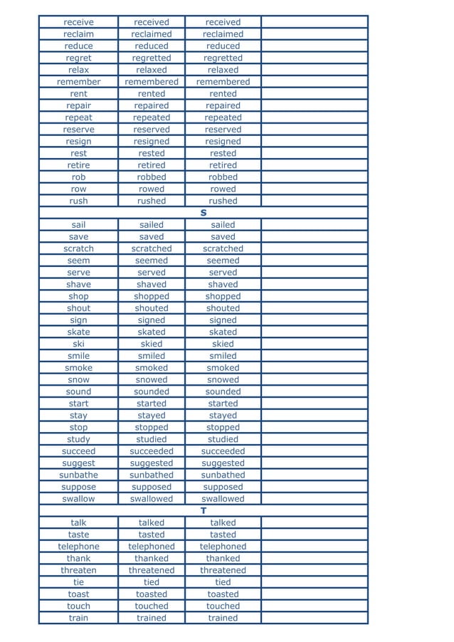 Regular Verbs | PDF | Divorce | Family and Relationships