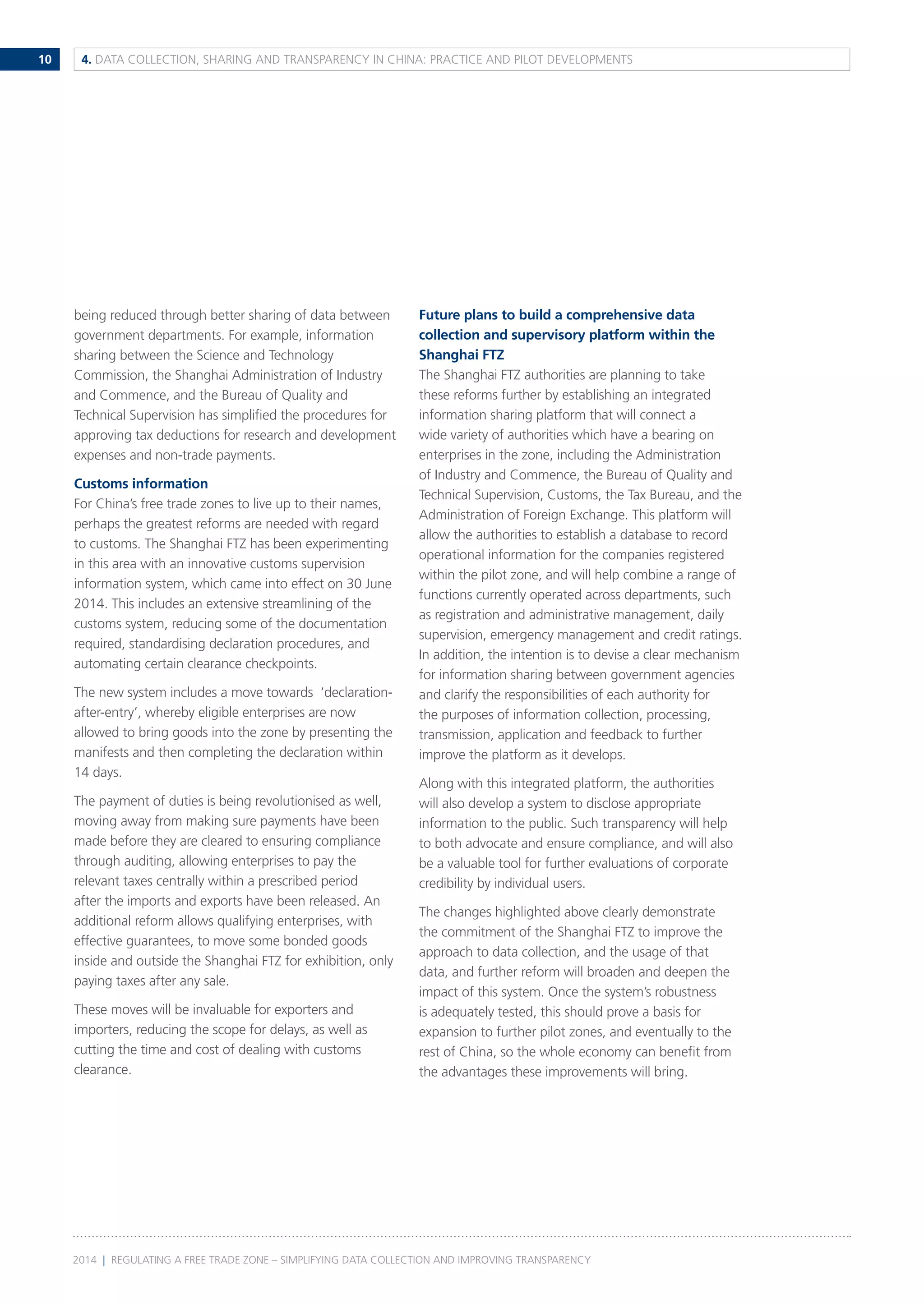 China Free Trade Zones discussion paper: Regulating a Free Trade Zone ...