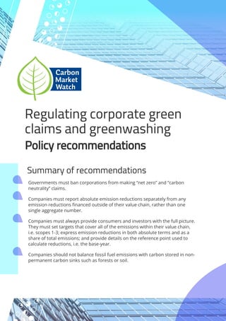 Regulating Corporate Green Claims and Greenwashing | PDF