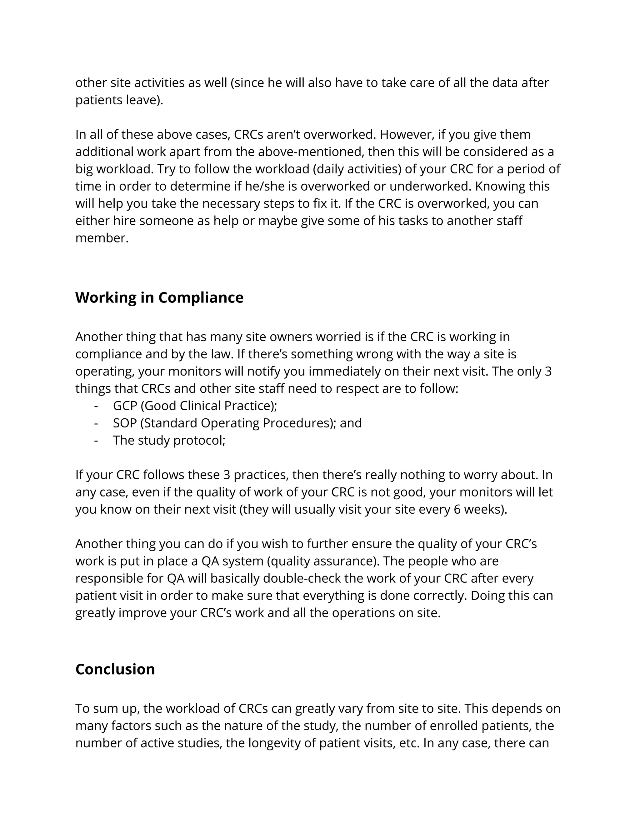 Regulating the Workload of Your Clinical Research Coordinator (CRC) | PDF
