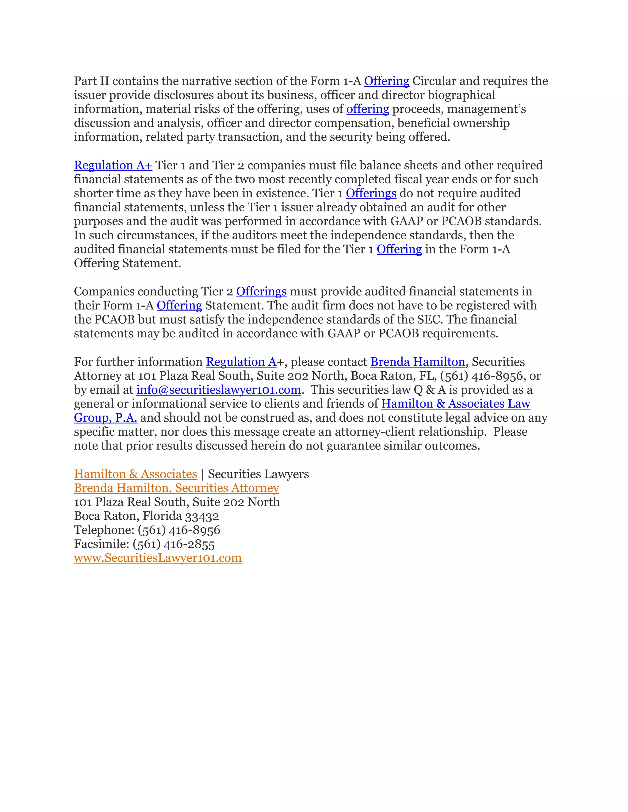 Regulation A+ Disclosure | PDF