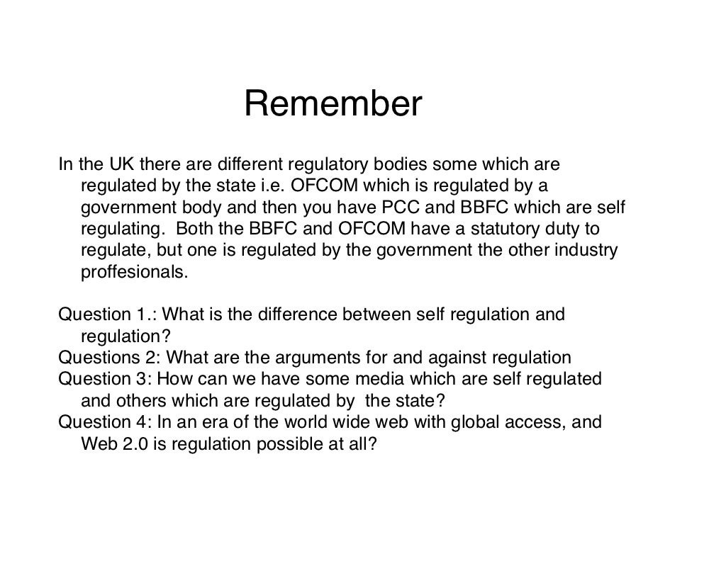 Regulation and control