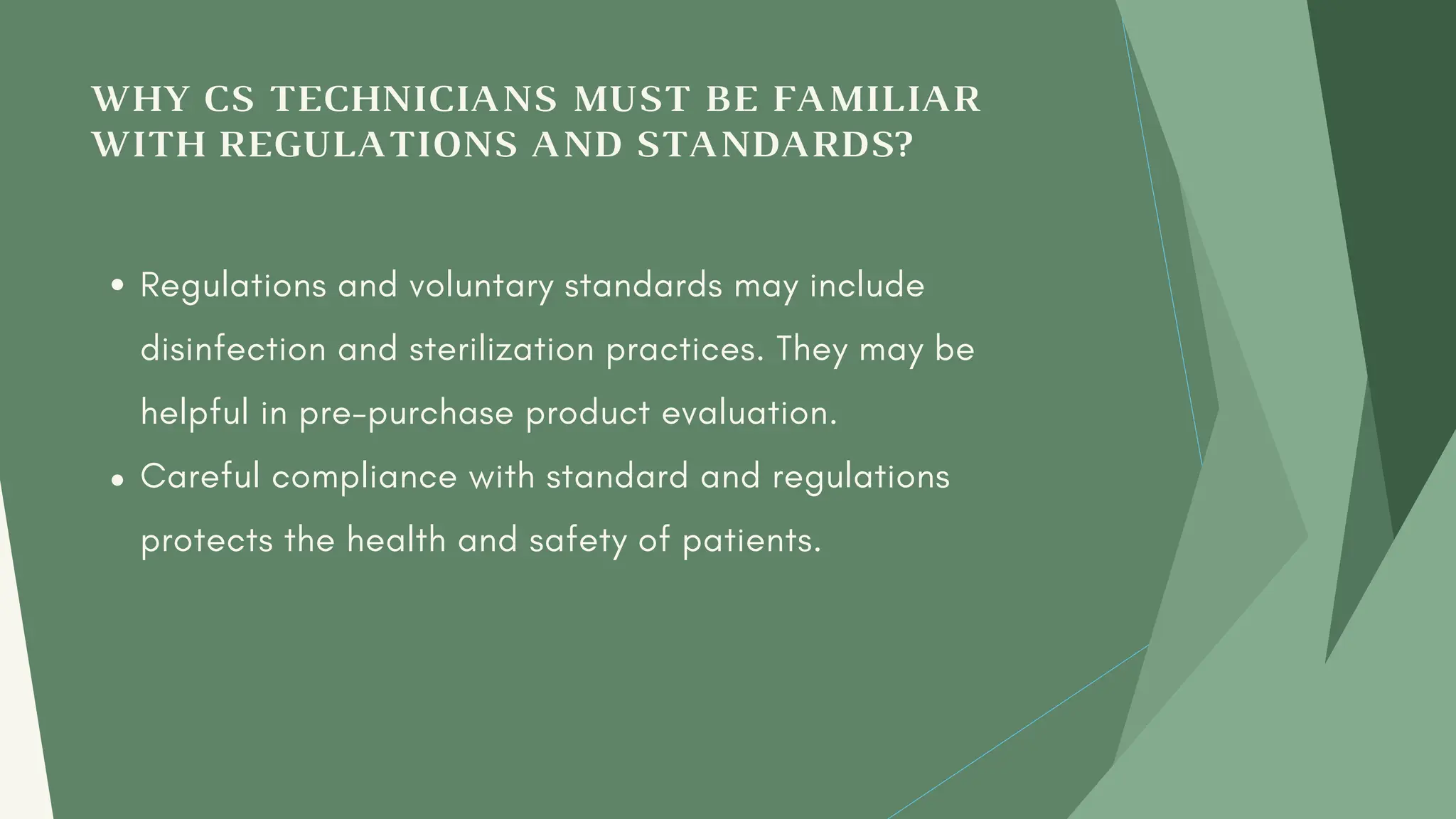 REGULATION AND STANDARDS .. Understand the difference between ...