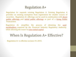 Regulation A+ Q&A - Securities Lawyer 101 | PPTX