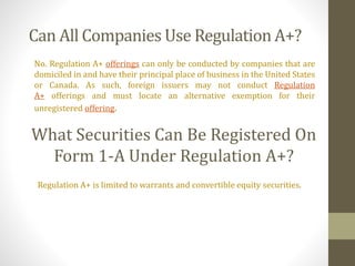 Regulation A+ Q & A | PPT