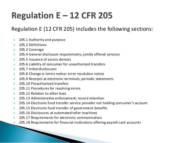 Regulation e what you need to know