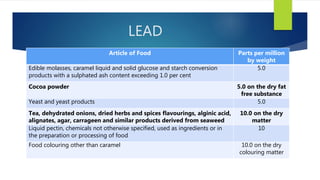 Regulations for Heavy Metals in Packaged Foods | PPTX