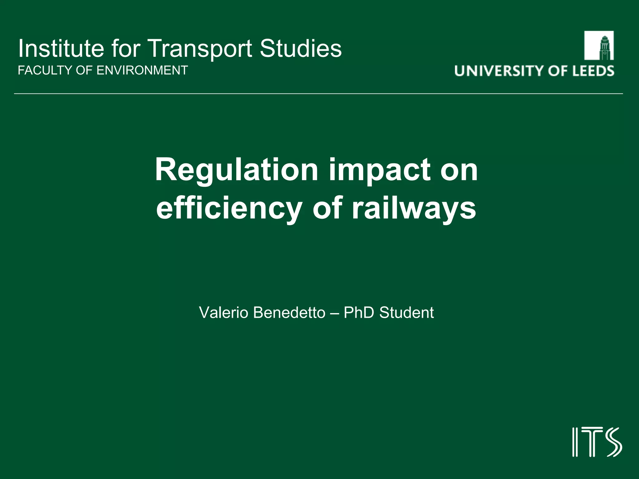 Regulation impact on efficiency of railways | PPTX
