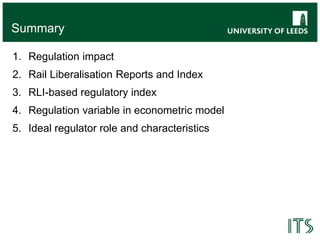 Regulation impact on efficiency of railways | PPTX