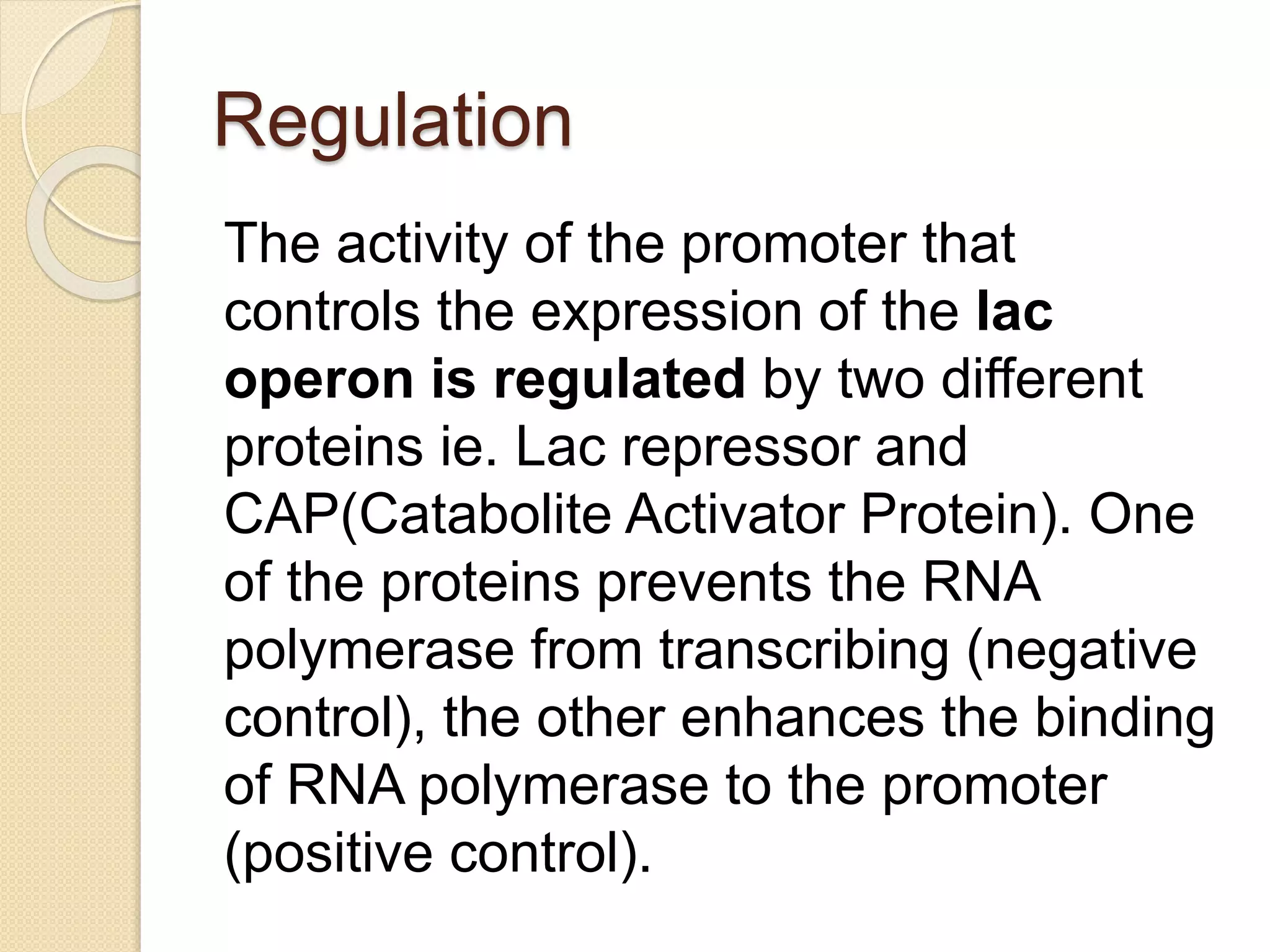 Regulation in lac operon | PPTX