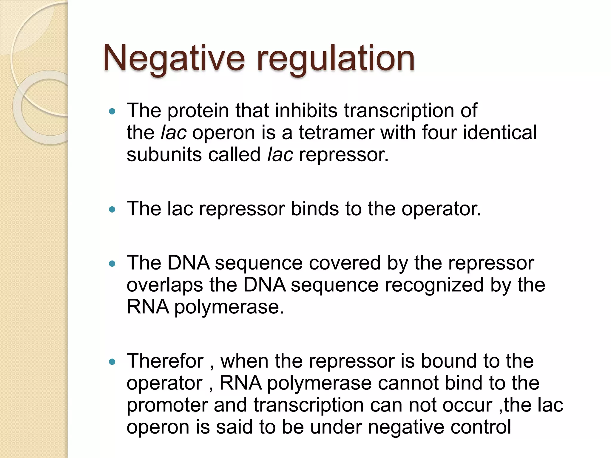 Regulation in lac operon | PPTX