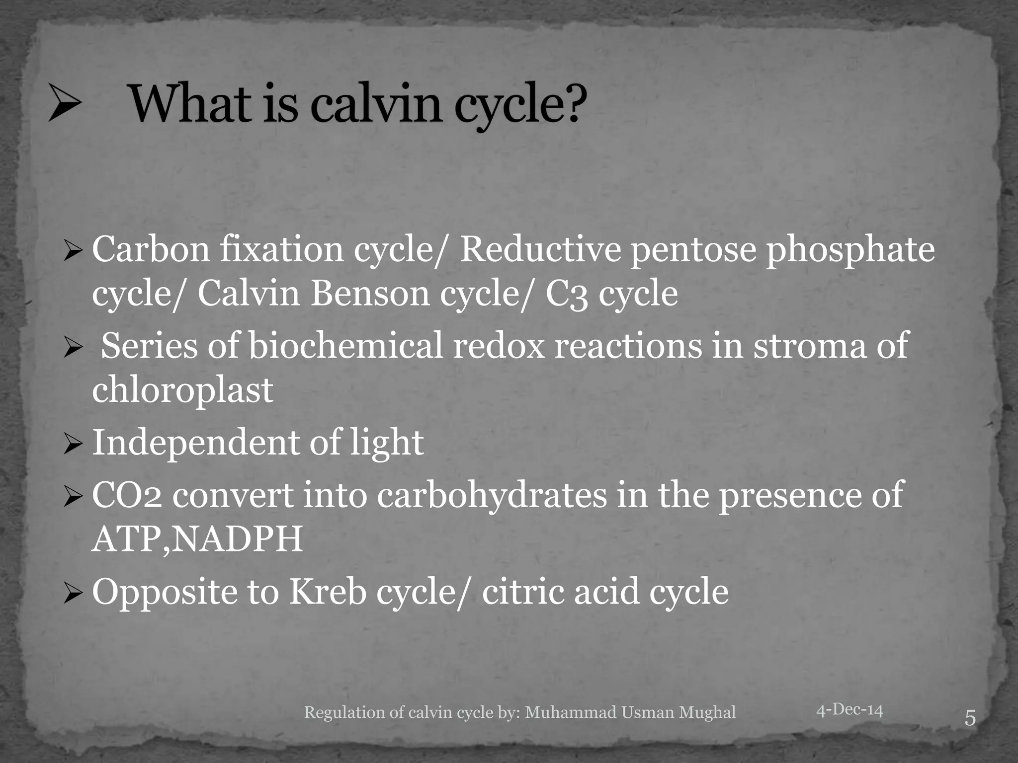 Regulation of calvin cycle | PPTX