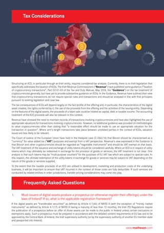 Regulation of ICOs in Ireland: An Overview of the Legal, Tax and ...