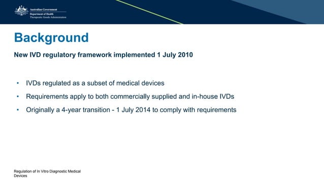 Regulation of In Vitro Diagnostic Medical Devices - Transition to the ...