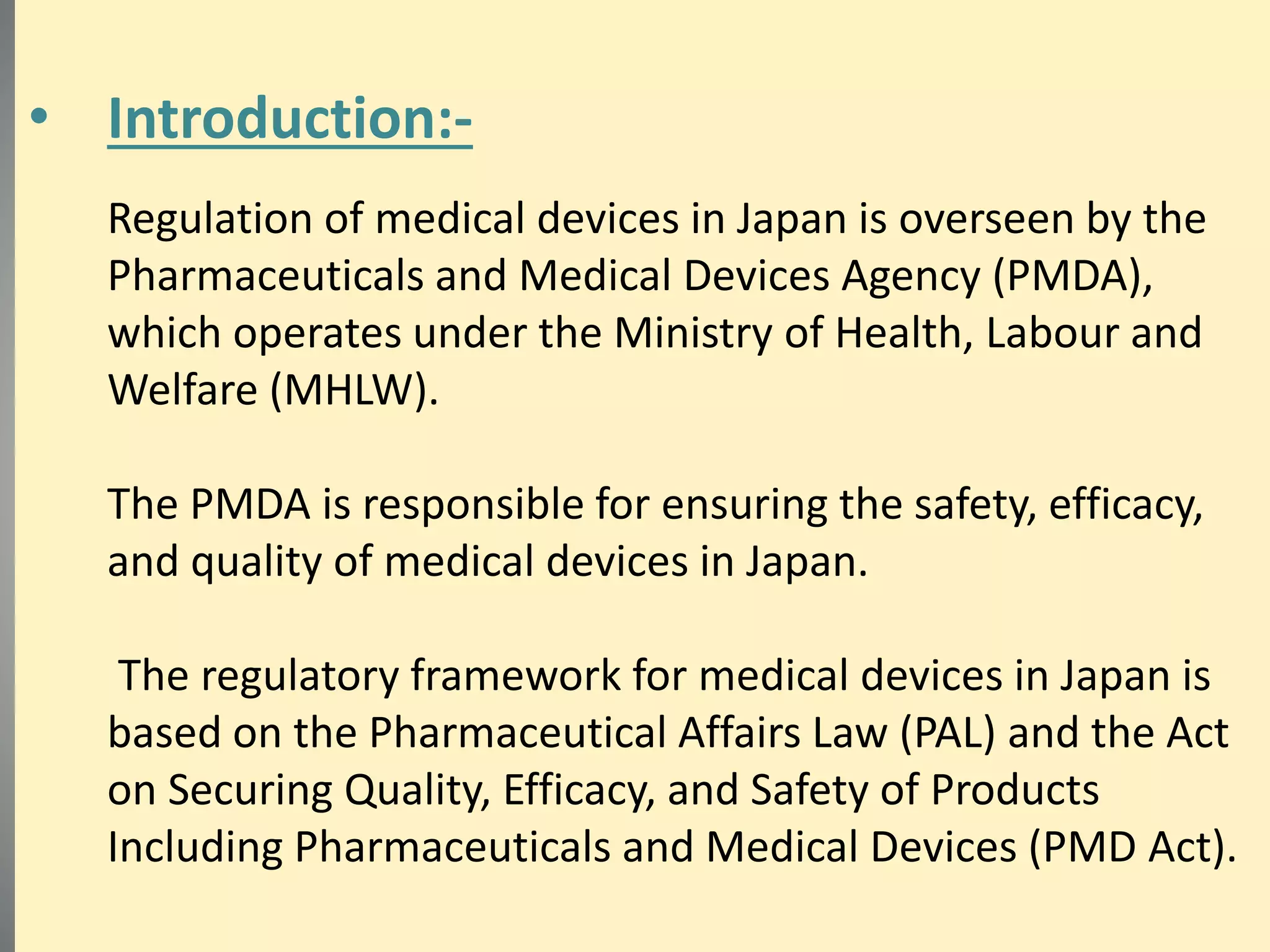 Regulation of medical device in japan | PPTX