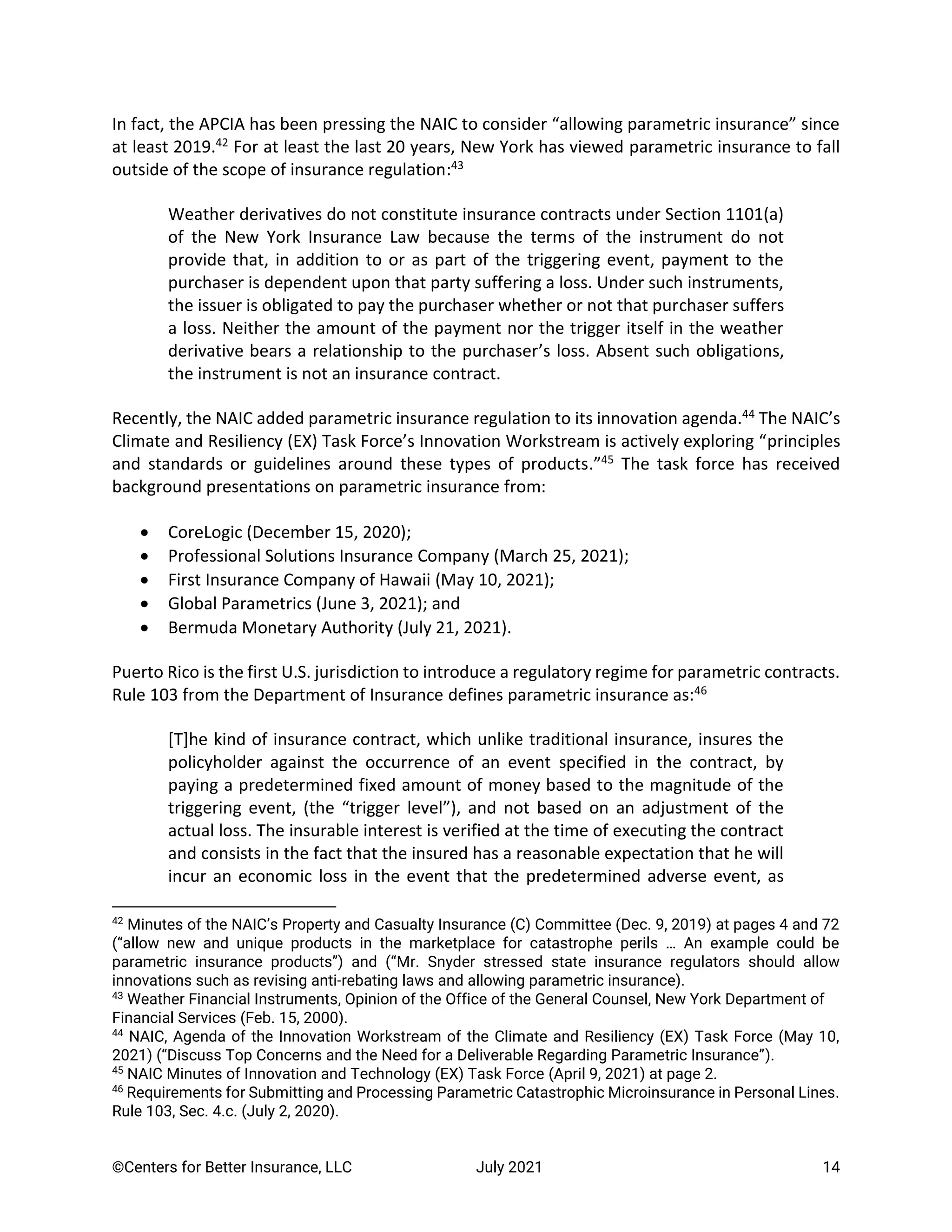 Regulation of Parametric Insurance | PDF