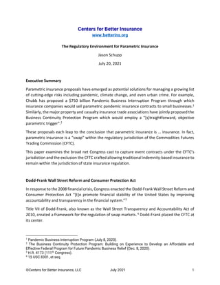Regulation of Parametric Insurance | PDF