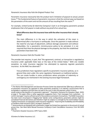 Regulation of Parametric Insurance | PDF