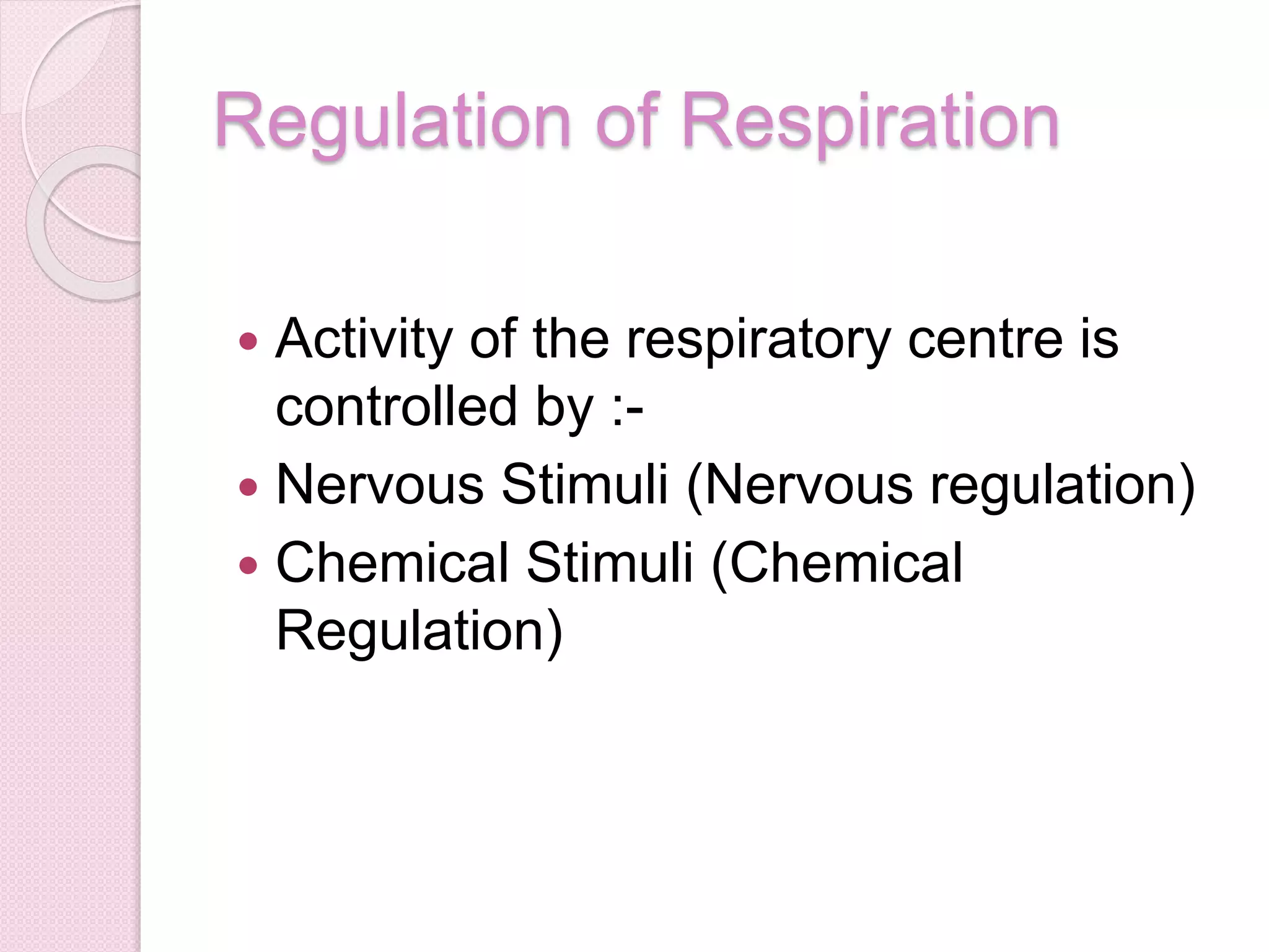 Regulation of respiration (the guyton and hall physiology) | PPTX