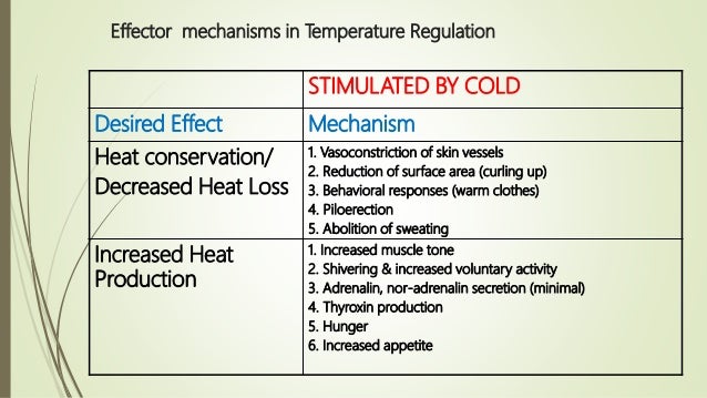 Regulation of temperature of Human body