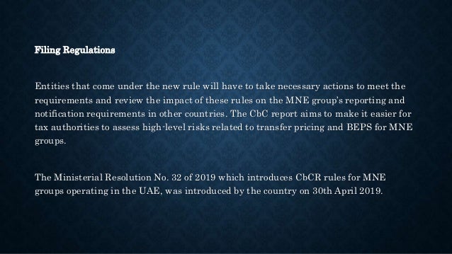 Regulation of the submission of reports by multi-national companies in ...