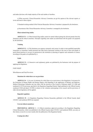 Regulation on clinical trials turkey | DOC