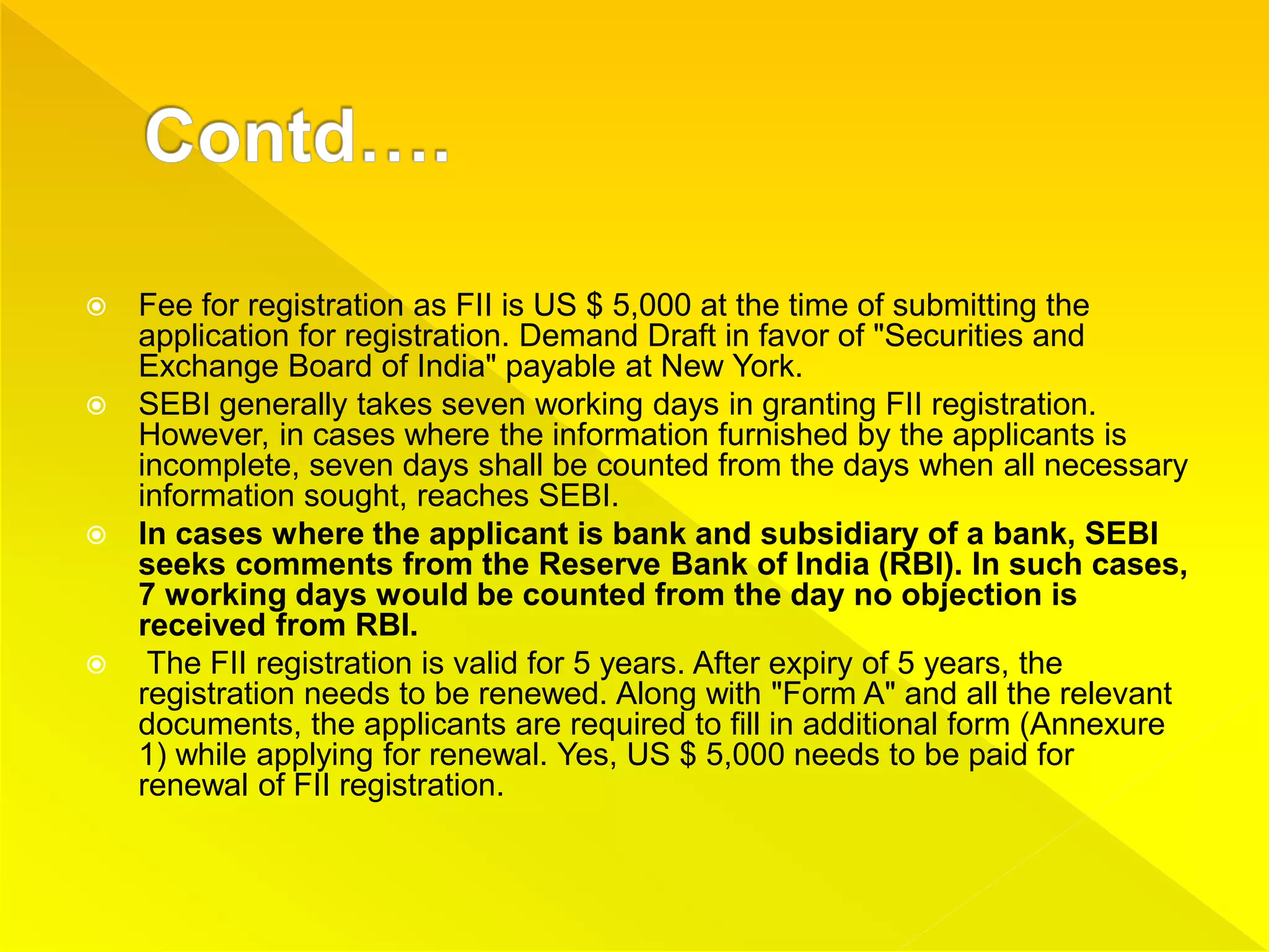 Regulations governing fii in india by vaishnavi | PPTX