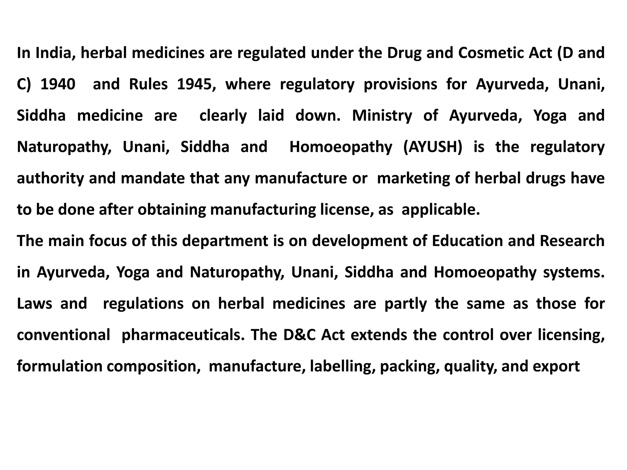 HERBAL DRUG REGULATIONS IN INDIA | PPTX