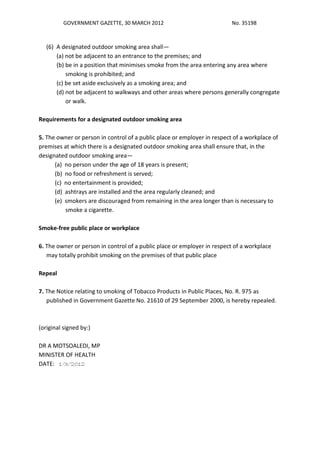 Regulations relating to smoking in Public Places | PDF
