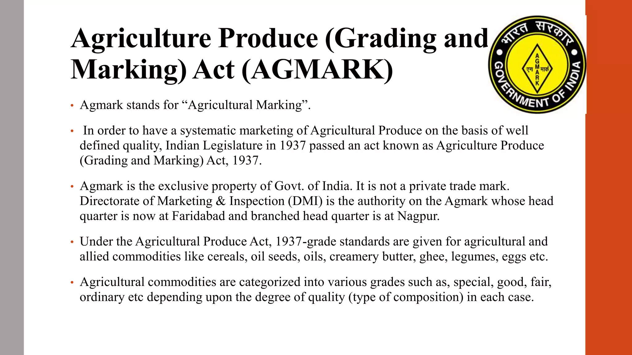 REGULATIVE LEGISLATIONS (BIS and AGMARK).pptx
