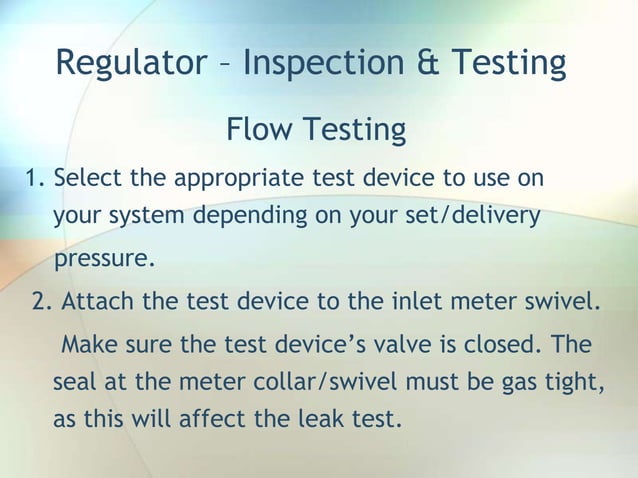 Regulator – inspection & testing | PPTX