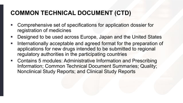 Common Technical Document : A Regulatory Document | PPT