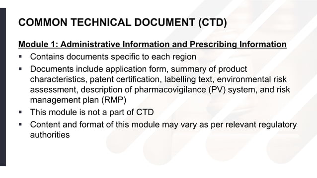 Common Technical Document : A Regulatory Document | PPT